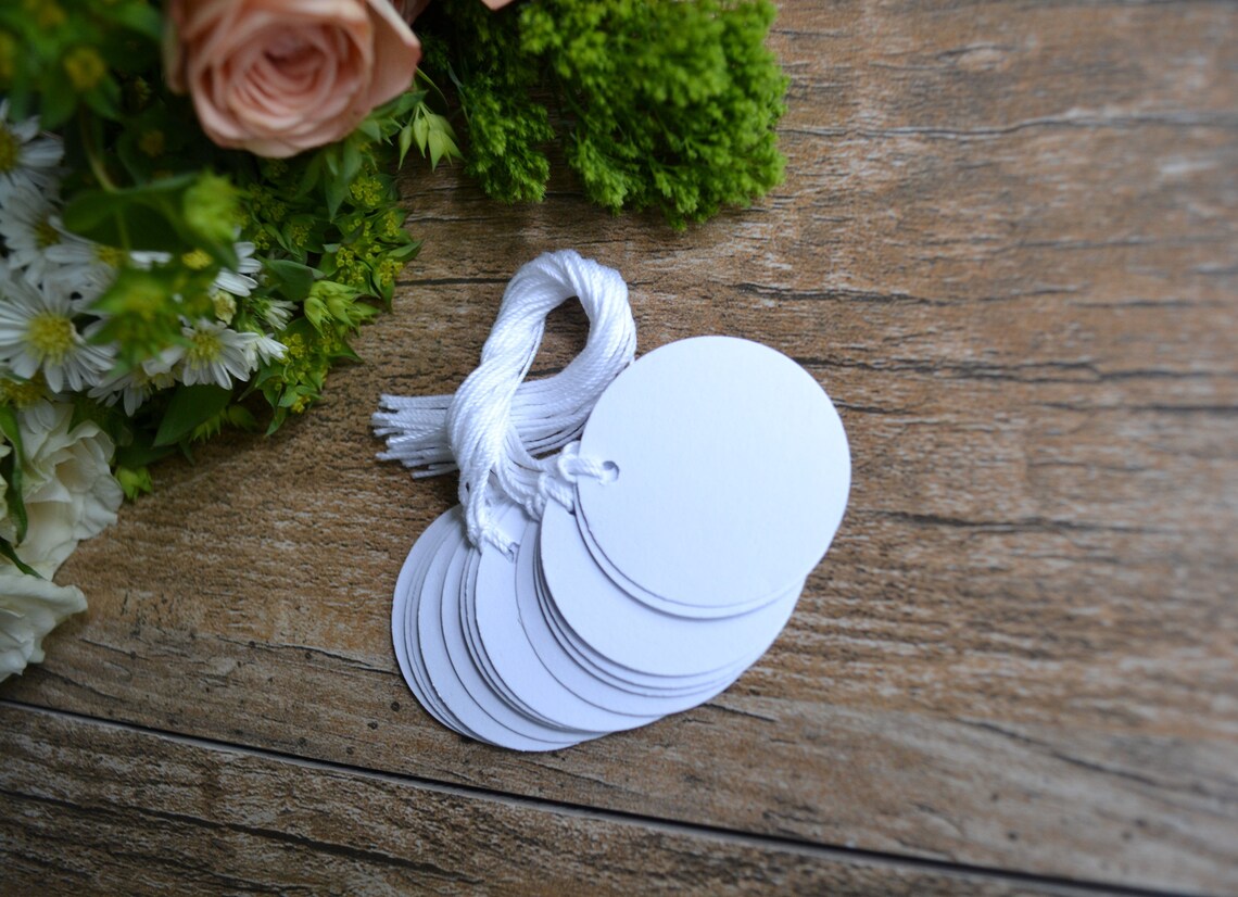 White Circle Tags With String White Circle Price Tags White | Etsy
