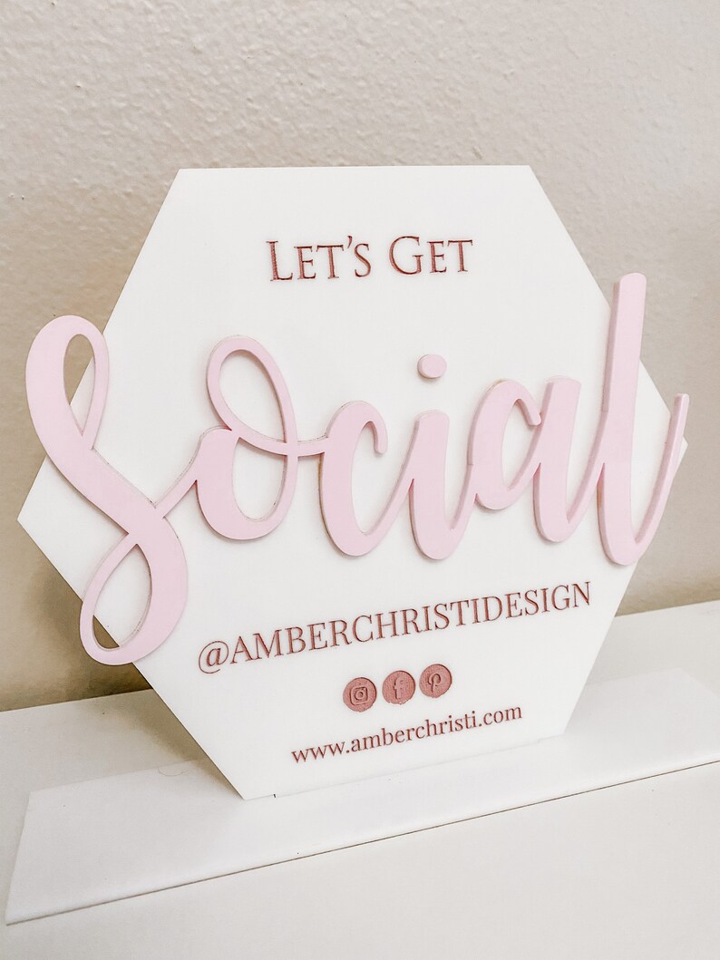 Social Media Sign Lets Be Social Sign Tabletop Sign for - Etsy