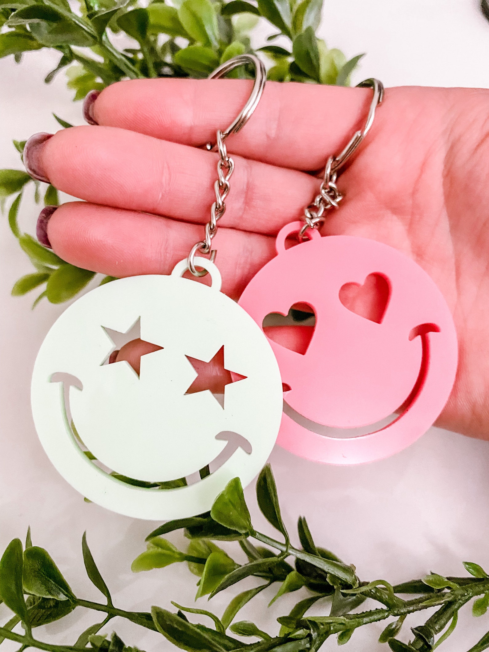 Smiley Face Keychain Acrylic Keychain Retro Keychain Smiley Bag Tag ...