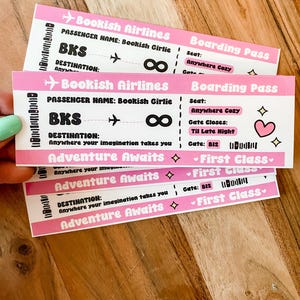 Bookish Airline Ticket Bookmark Plane Ticket Bookmark Bookish Gifts ...