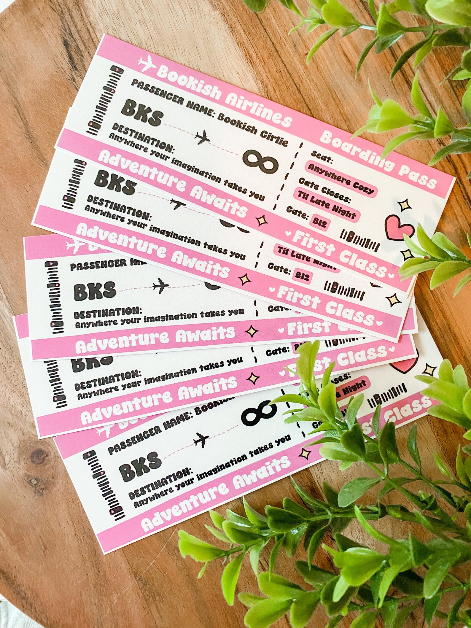 Bookish Airline Ticket Bookmark Plane Ticket Bookmark Bookish Gifts ...