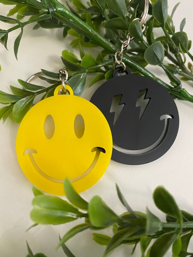 Smiley Face Keychain Acrylic Keychain Retro Keychain Smiley - Etsy