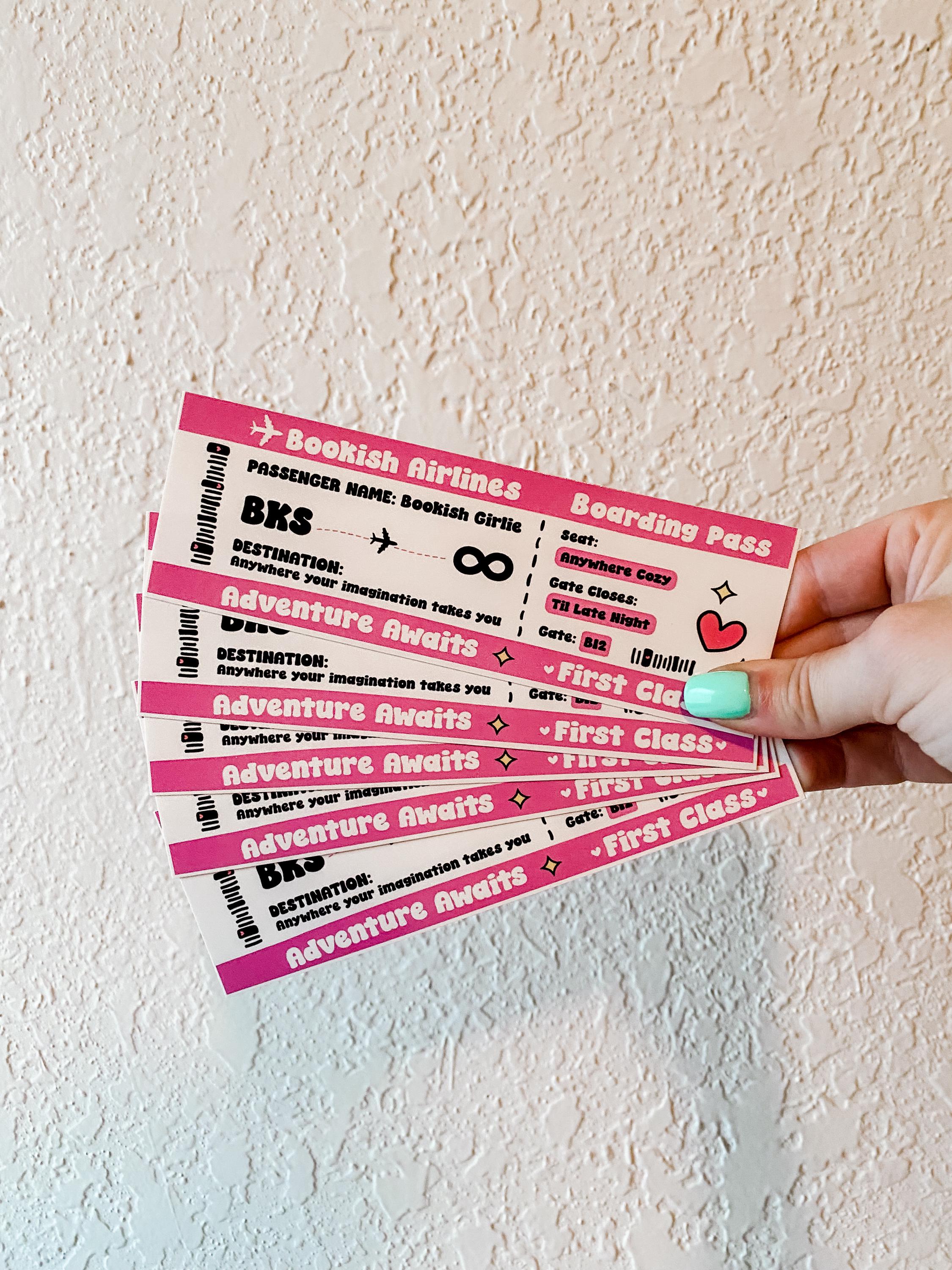 Bookish Airline Ticket Bookmark Plane Ticket Bookmark Bookish Gifts ...