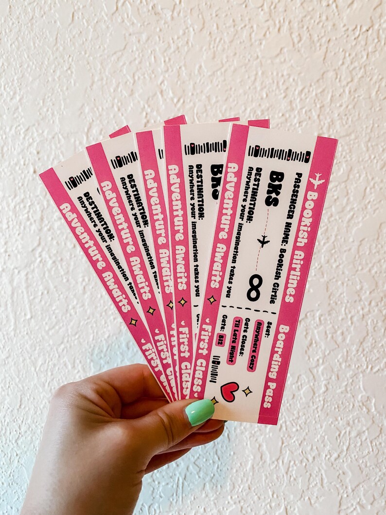 Bookish Airline Ticket Bookmark Plane Ticket Bookmark Bookish Gifts ...
