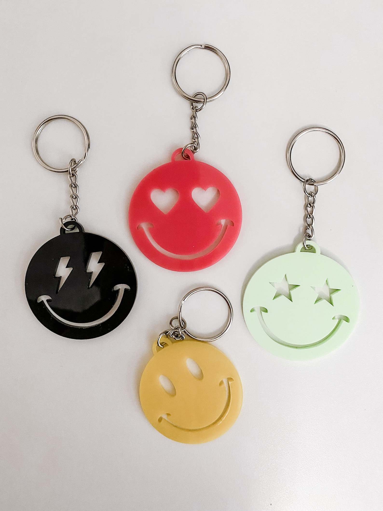 Smiley Face Keychain Acrylic Keychain Retro Keychain Smiley - Etsy