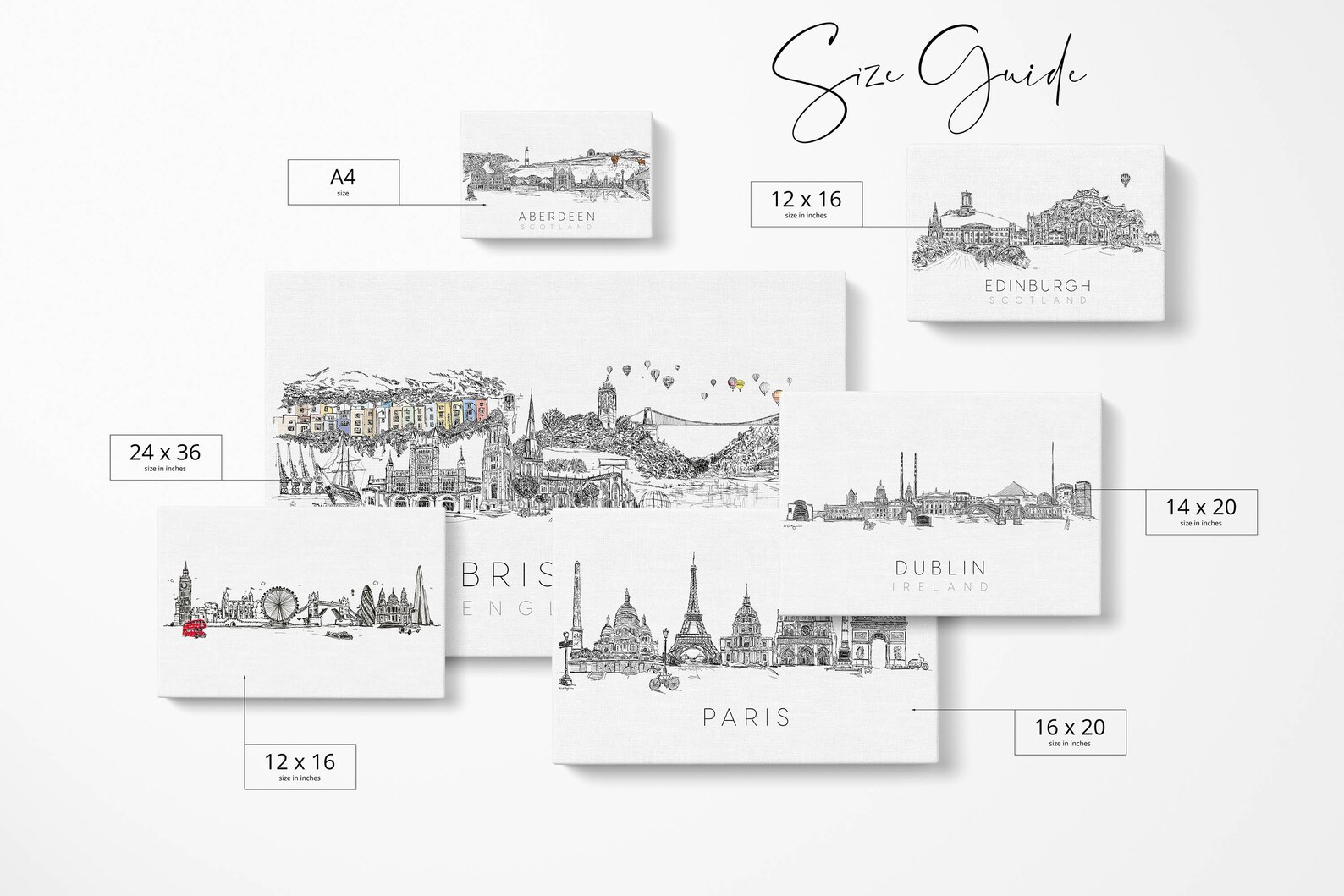 Bristol Skyline Art Print, Bristol Cityscape, Hand-drawn Black and ...