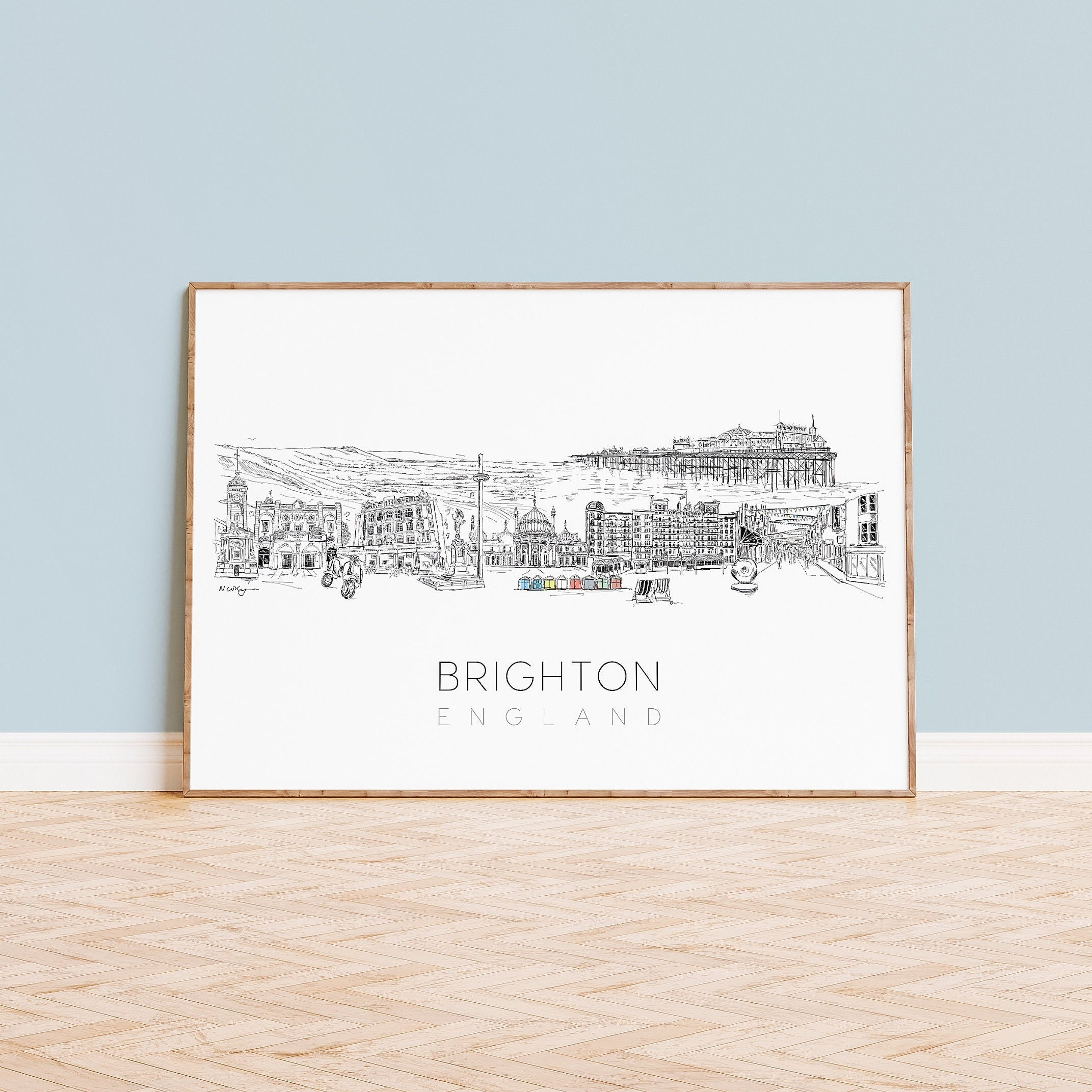 Brighton Skyline Print, Brighton Print, Brighton Art, Brighton Wedding ...