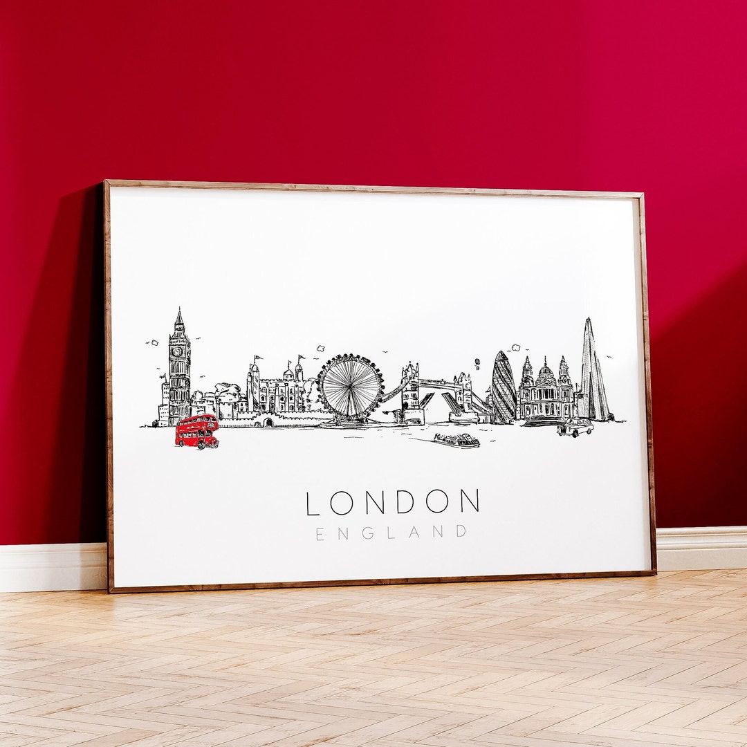 London Skyline, London Cityscape Art Print, London, Office Art, Travel ...