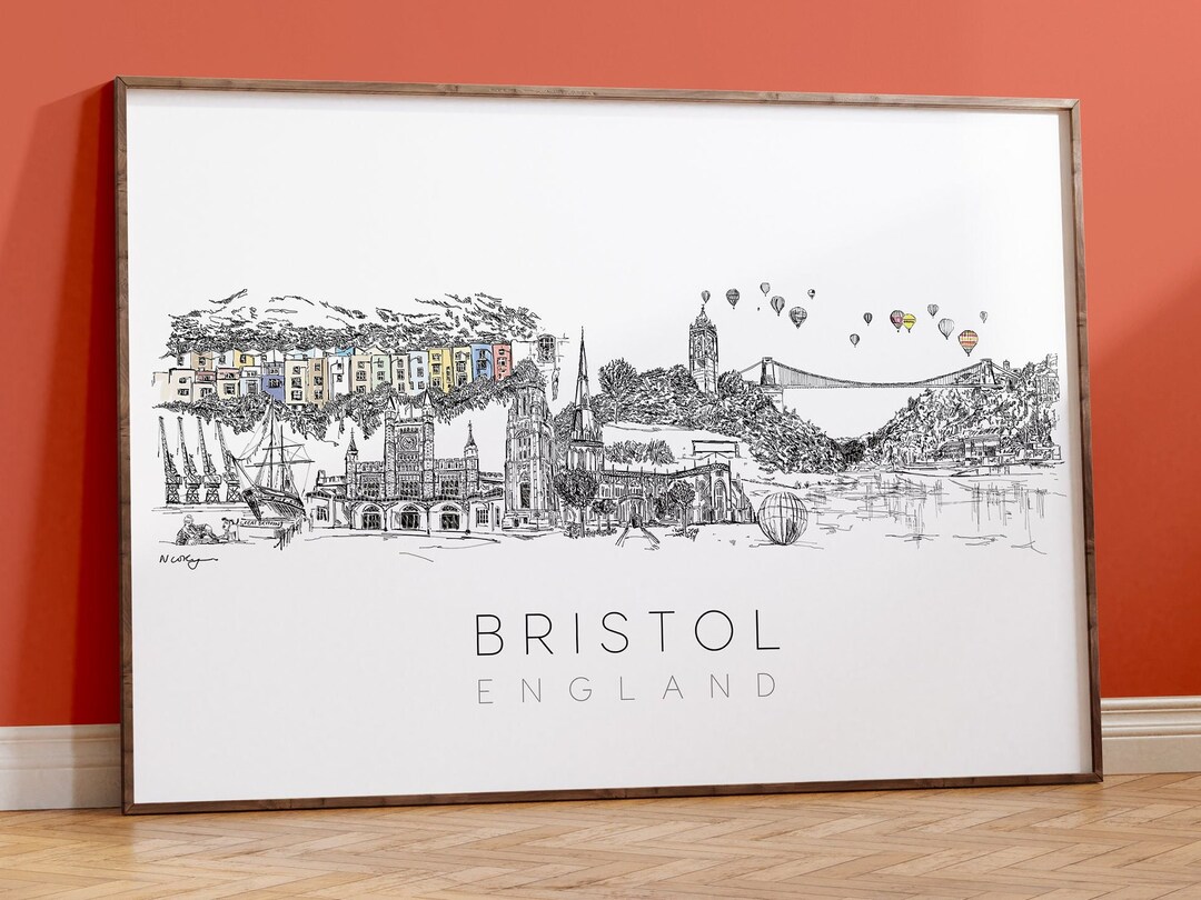 Bristol Skyline Art Print Bristol Cityscape Hand-drawn Black - Etsy UK