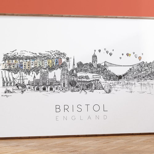 Bristol Skyline Art Print Bristol Cityscape Hand-drawn Black - Etsy UK