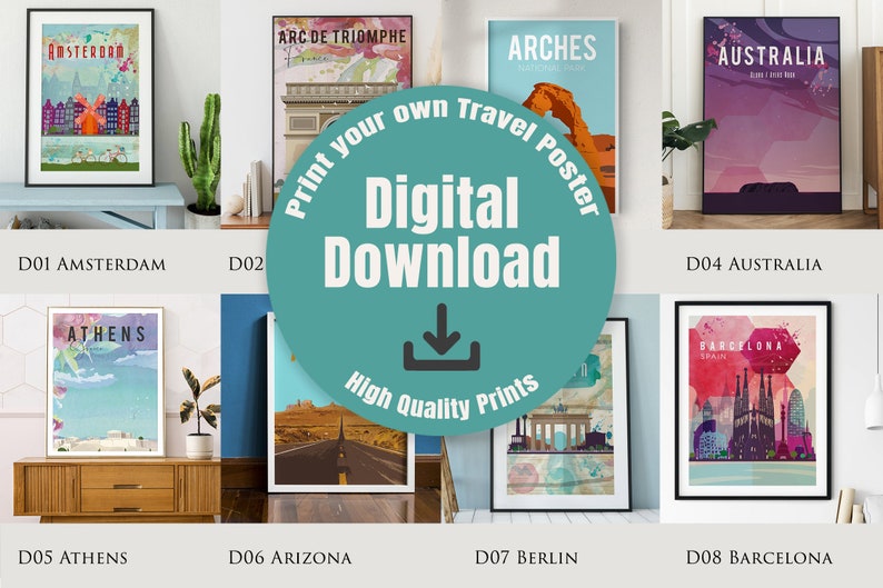 Digital Download Wall Art Travel Posters - Etsy