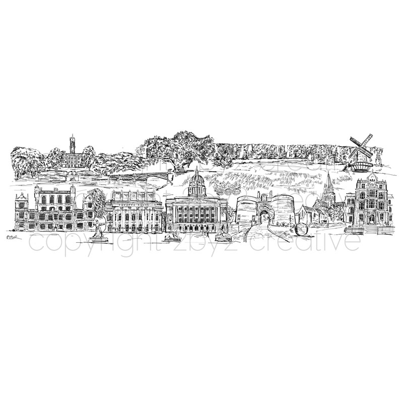 Nottingham Skyline Print Nottingham Print Nottingham Art - Etsy UK