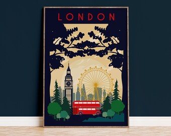 London Travel Poster, London Printable Wall Art, London City Poster ...