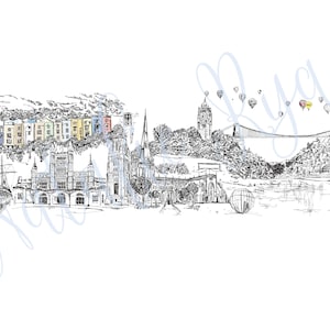 Bristol Skyline Art Print Bristol Cityscape Hand-drawn Black | Etsy UK