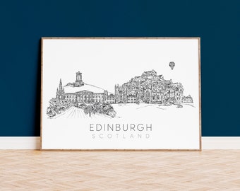 Edinburgh Skyline, Edinburgh Scotland Cityscape Art Print Poster 11461 ...