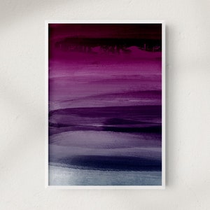 Modern Abstract Art Print in Deep Purple, Dark Navy and Plum Colours ...
