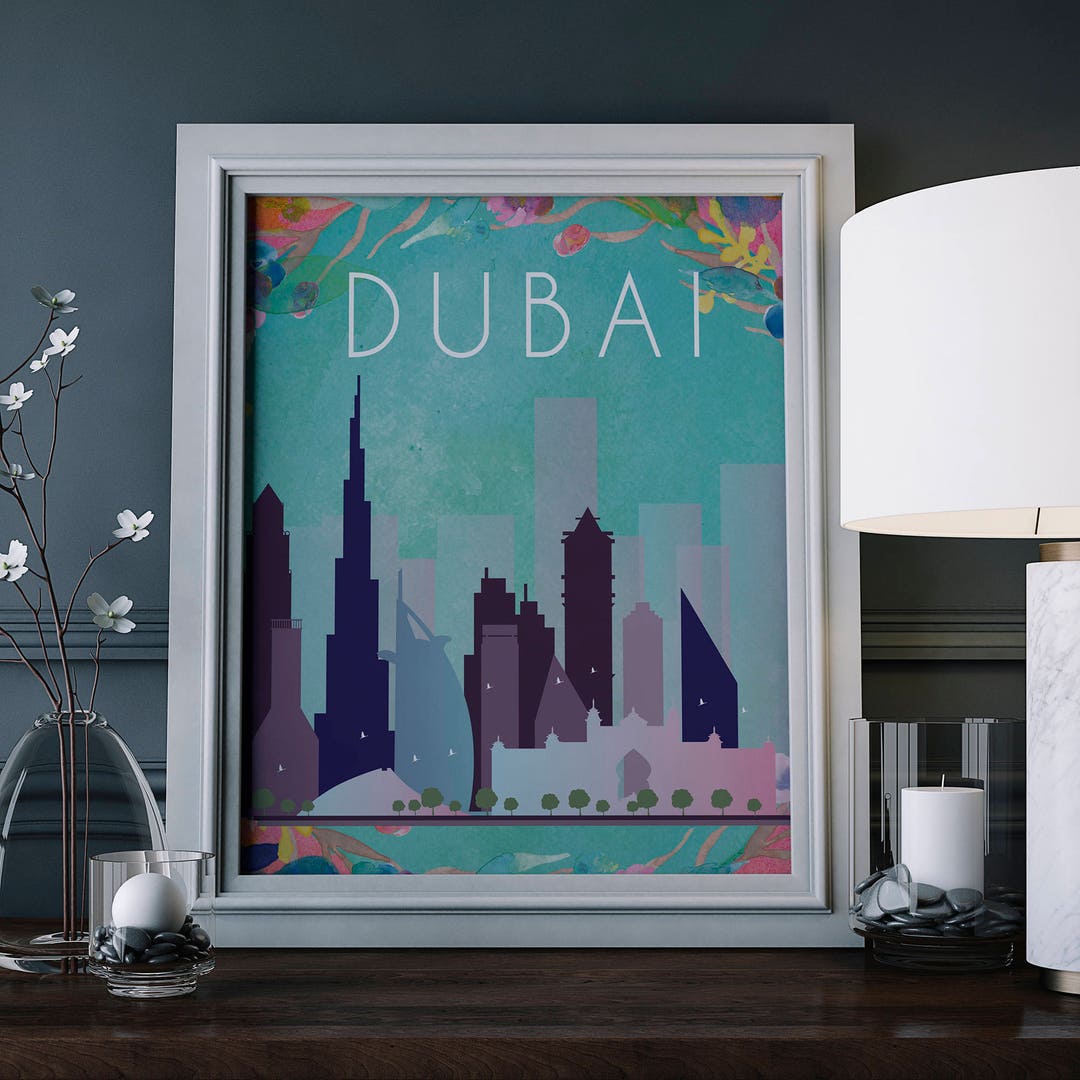 Dubai Travel Print Featuring the Dubai Skyline - Etsy