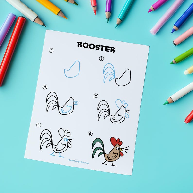 How to Draw Farm Animals | 10 Digital Step-by-step Drawing Guide Pdfs ...