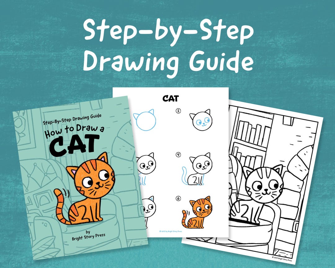 How to Draw a Cat | Digital Step-by-step Drawing Guide PDF - Etsy