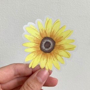 Clear Watercolor Sunflower Vinyl Waterproof Decal // Floral Laptop ...