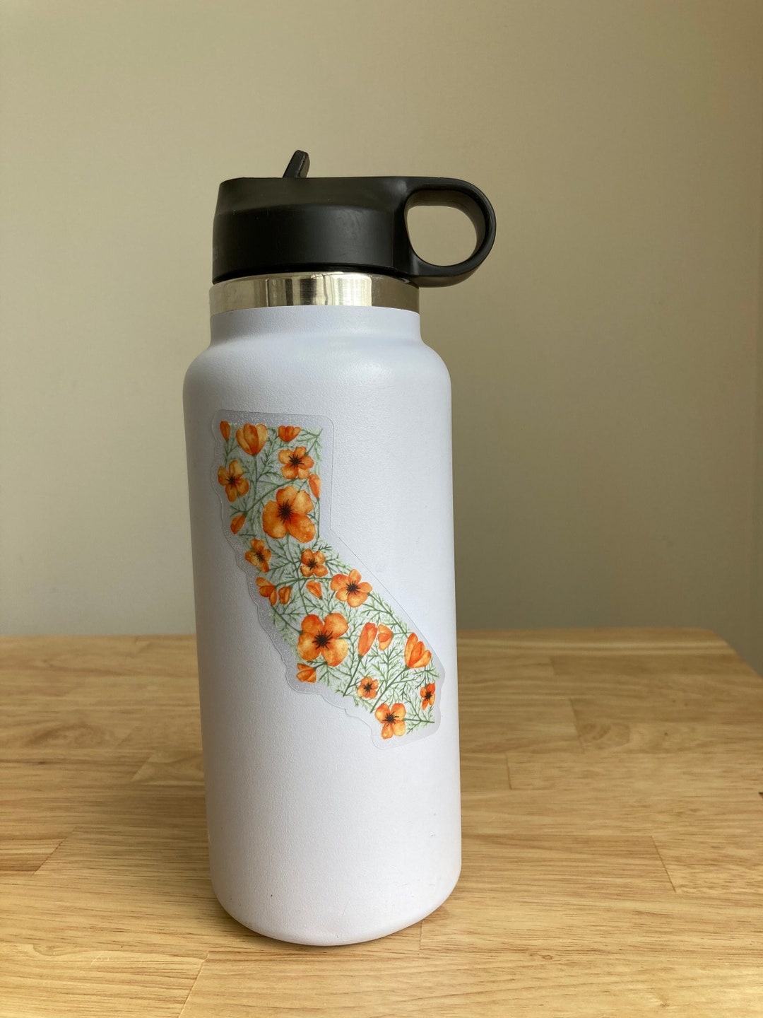 Clear California Poppies State Outline Vinyl Decal // Weatherproof ...