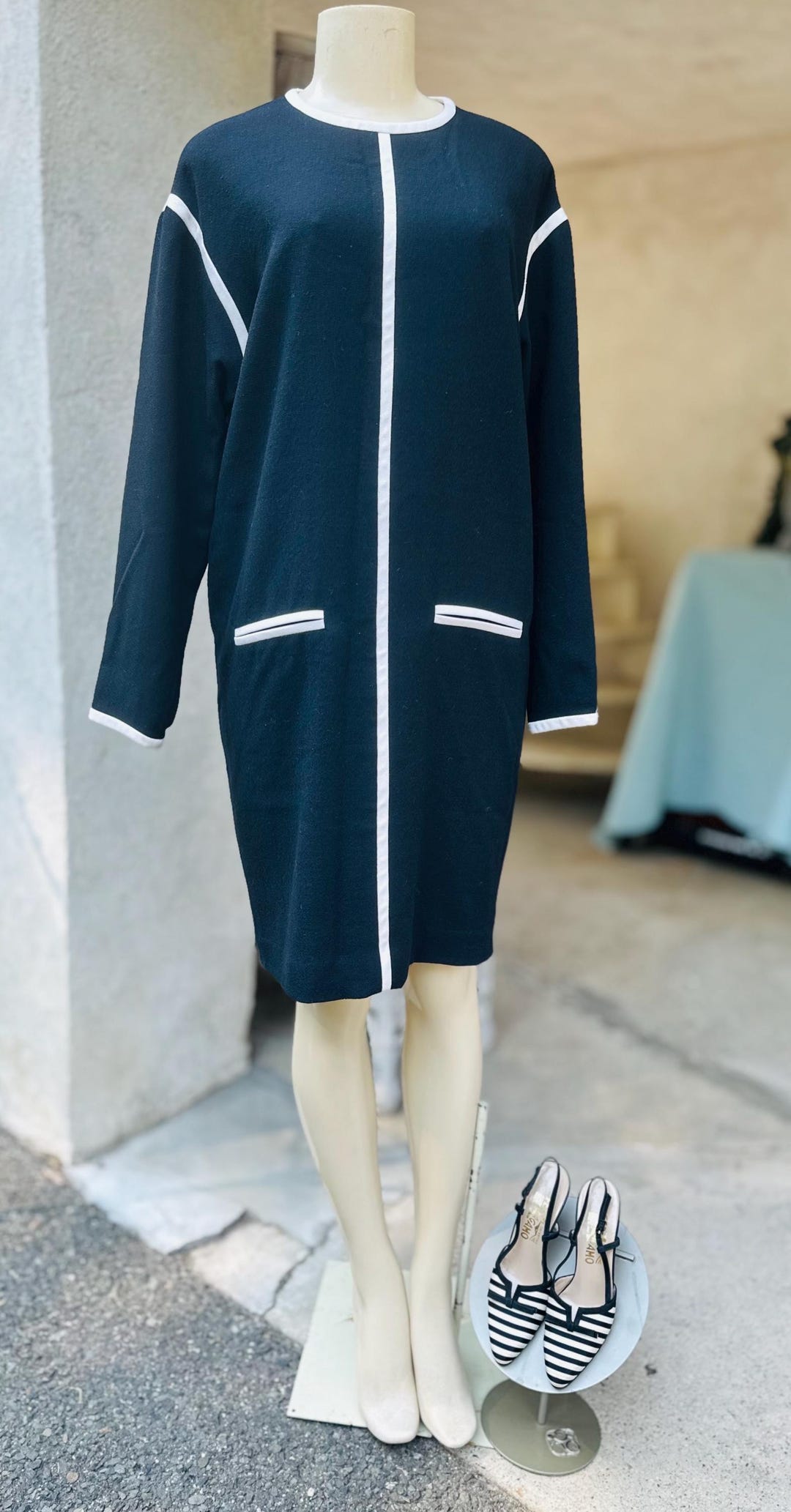 Rodier Classic Elegant Wool Dress Vintage B&W Love - Etsy