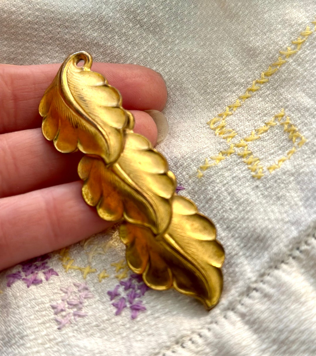 Antique Long Leaf Brooch Mystery Markings Early Clasp - Etsy