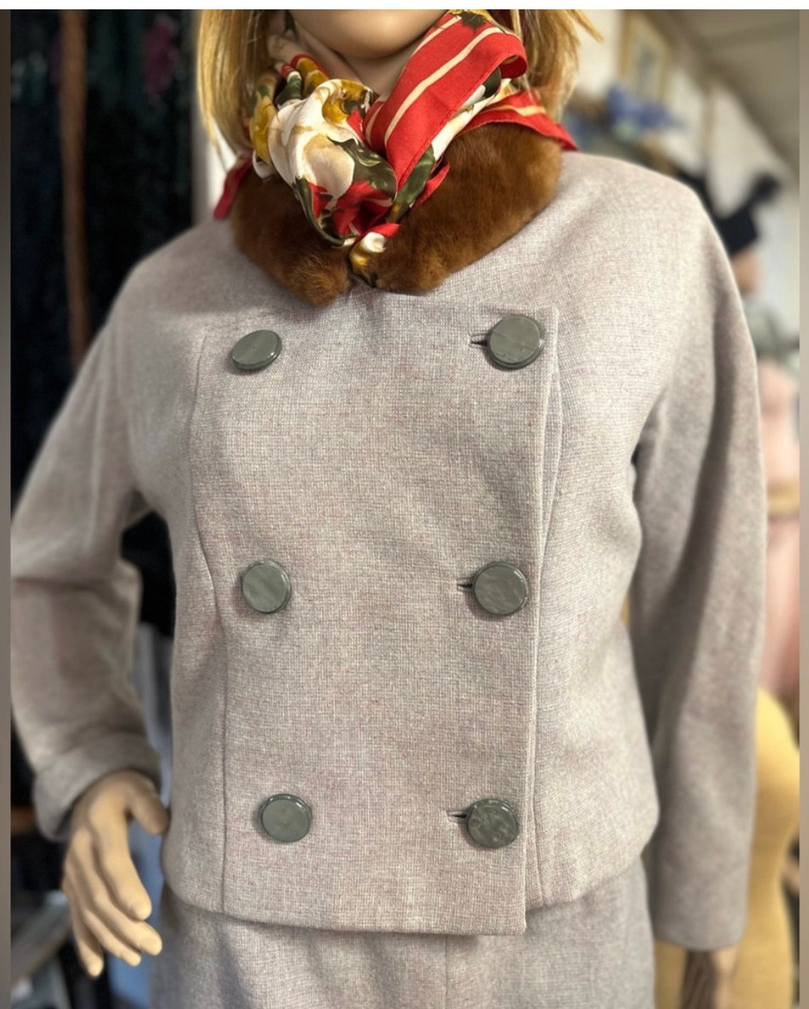 MCM Luxury Fine Wool Suit With Mink Collar - Etsy