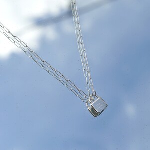 Little Silver Lock Link Chain Necklace Sterling Silver Custom Engraved ...