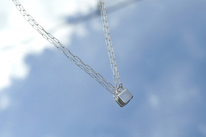 Little Silver Lock Link Chain Necklace Sterling Silver - Etsy
