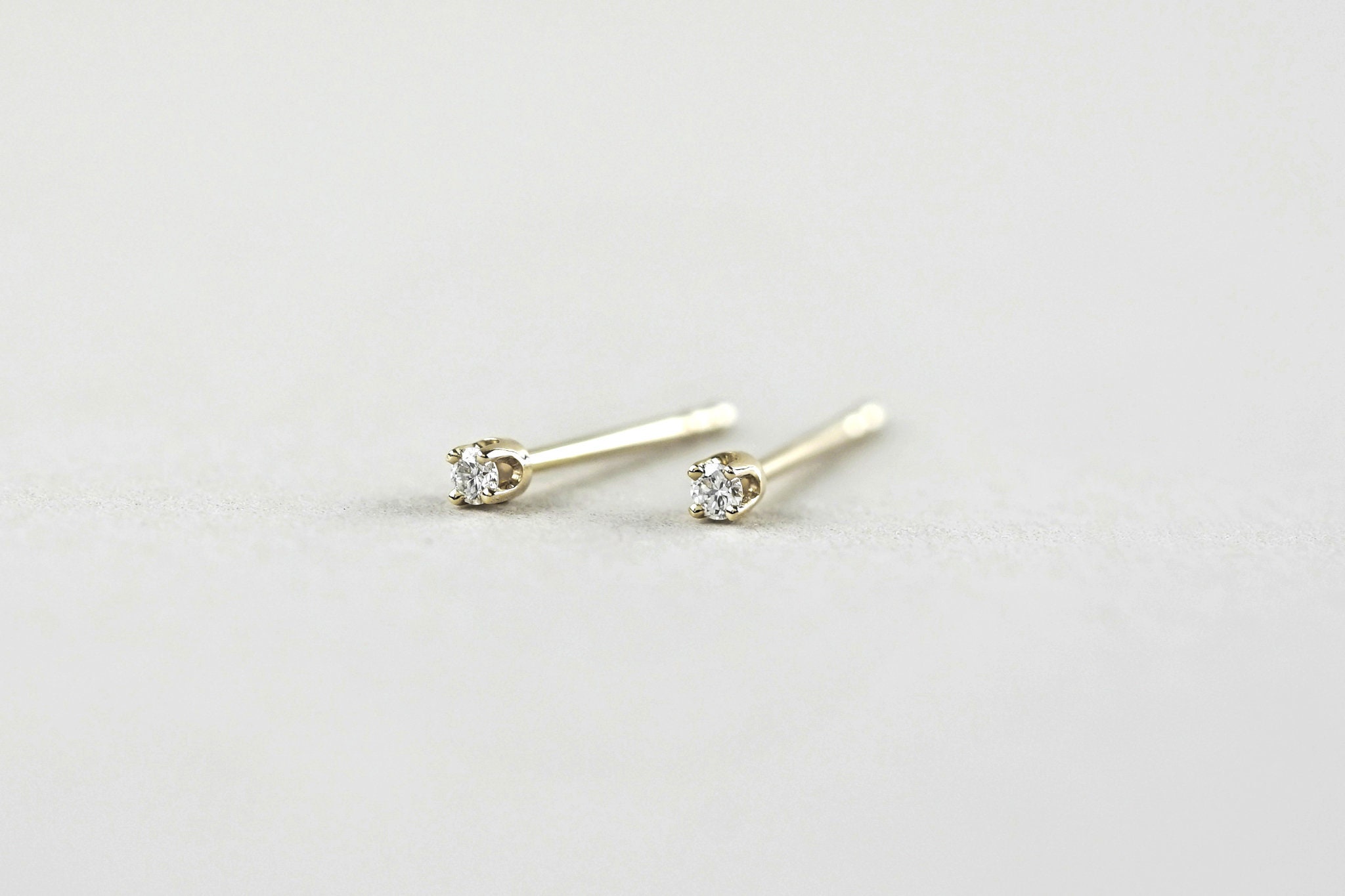 Dainty Tiny Diamond Earrings Mini 1.5mm or 2mm Handmade - Etsy