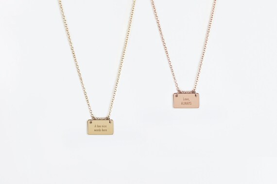 Little Reminder Custom Message Necklace in Gold Rose Gold or - Etsy
