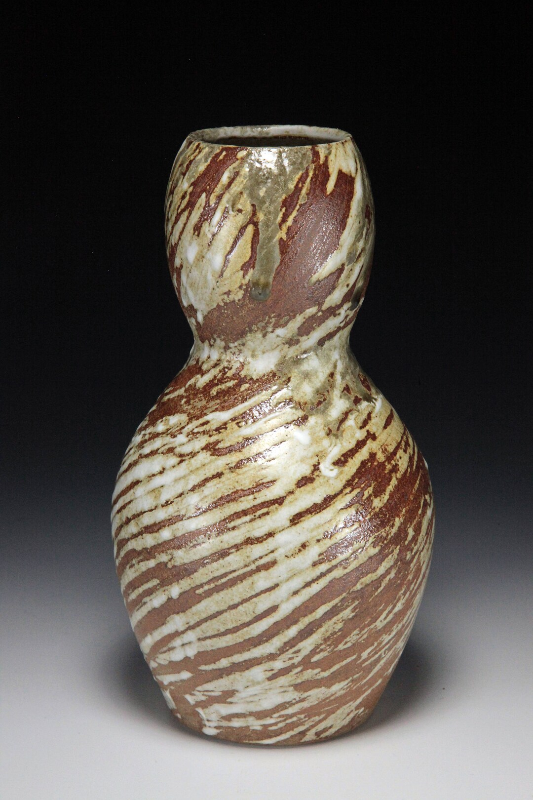 White Mishima Vase on Chocolate Stoneware Wabi Sabi - Etsy