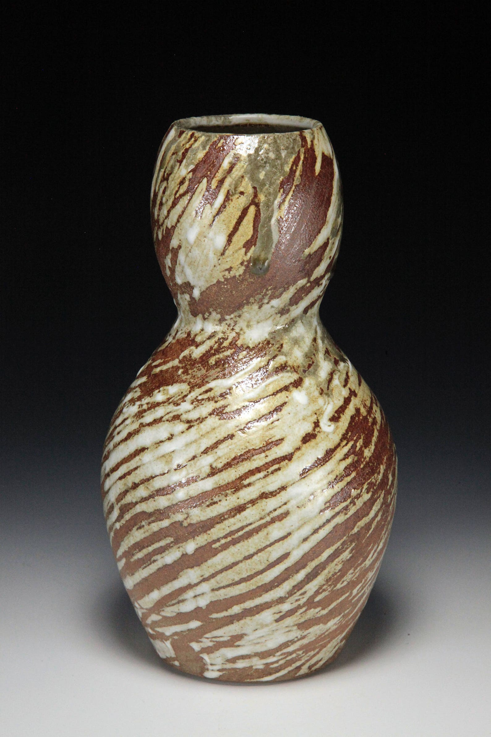 White Mishima Vase on Chocolate Stoneware Wabi Sabi - Etsy