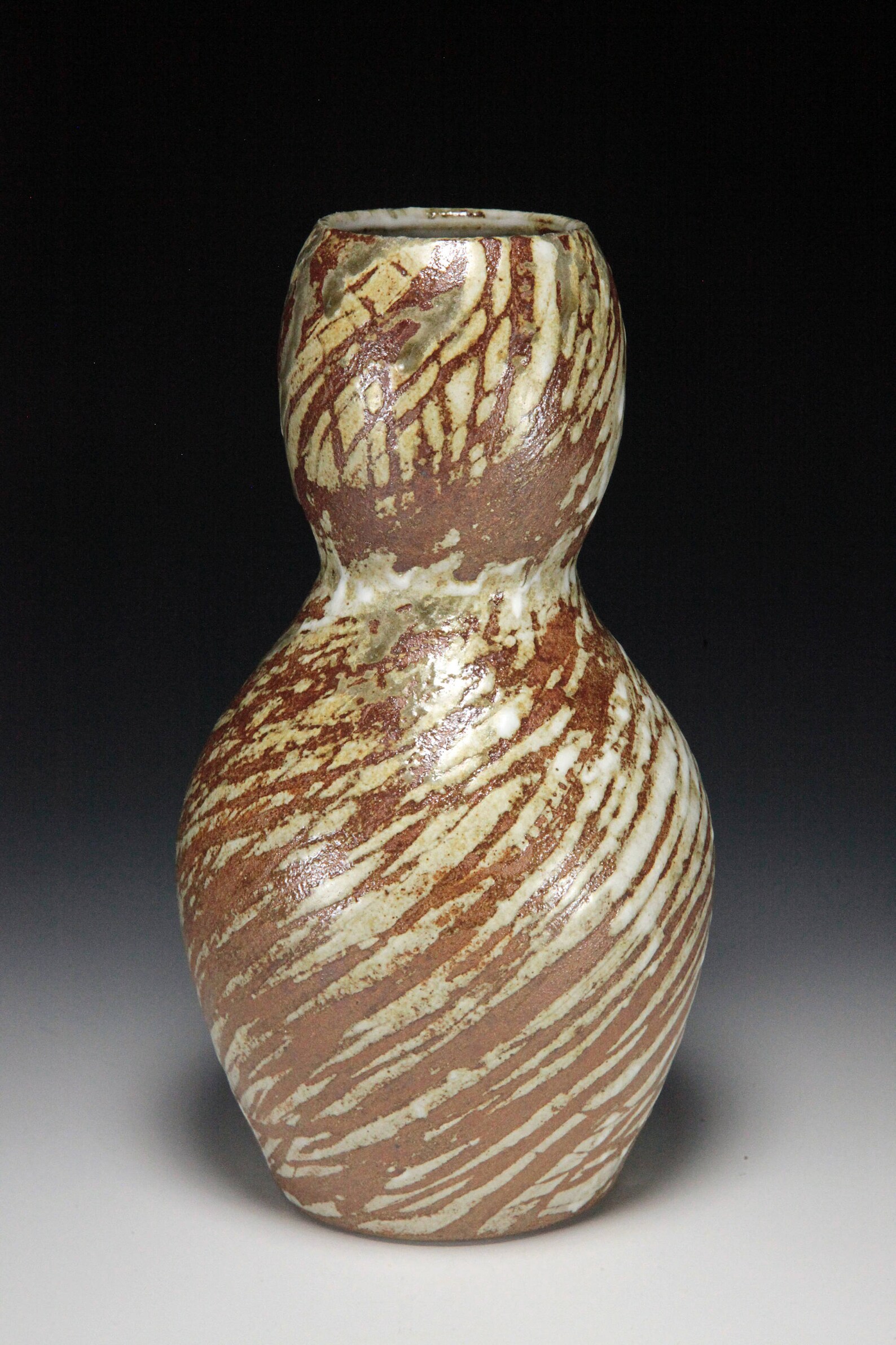 White Mishima Vase on Chocolate Stoneware Wabi Sabi - Etsy