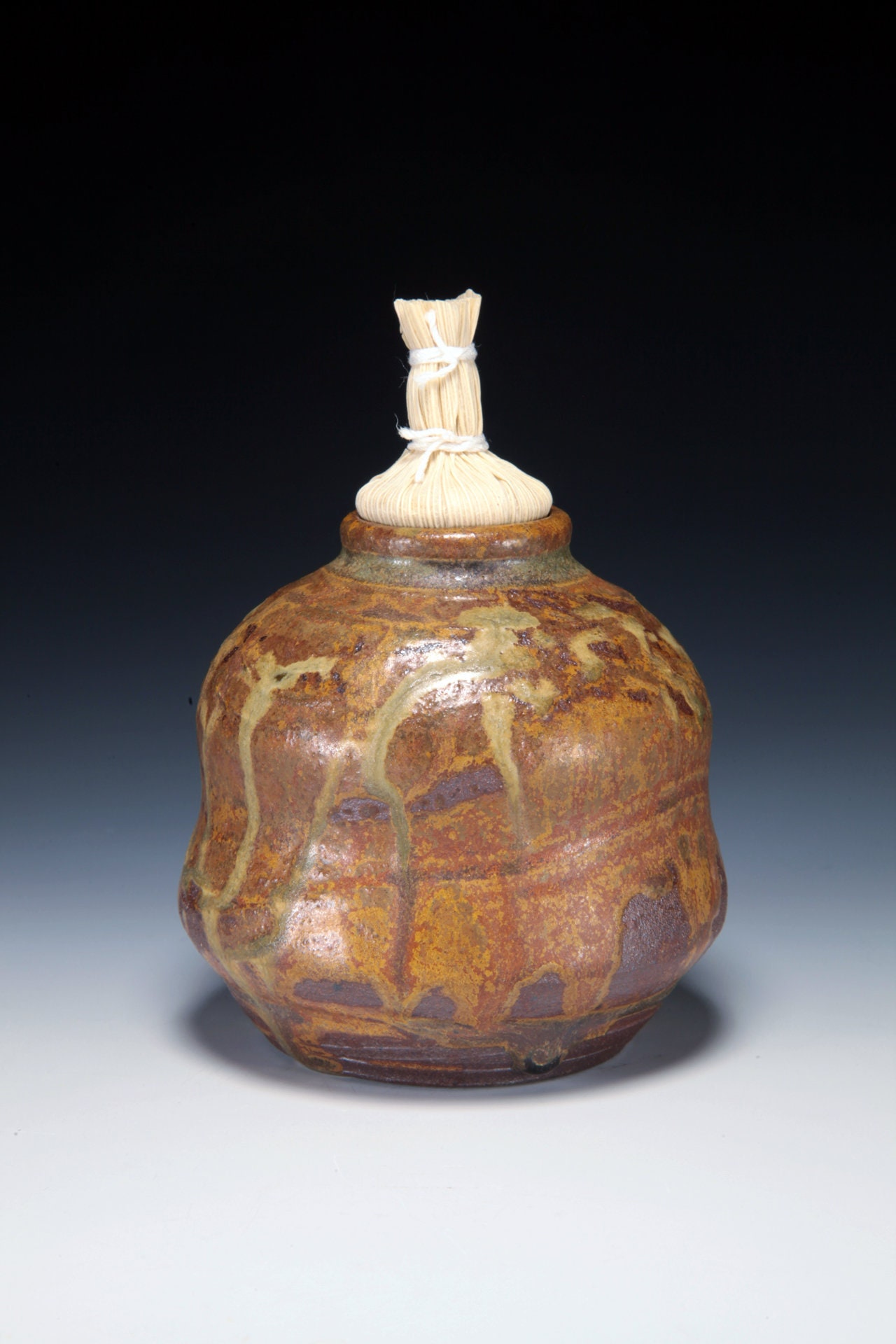 Furidashi Teaware Jar ふりだし cone 10 Golden Ash Glaze on Dark | Etsy