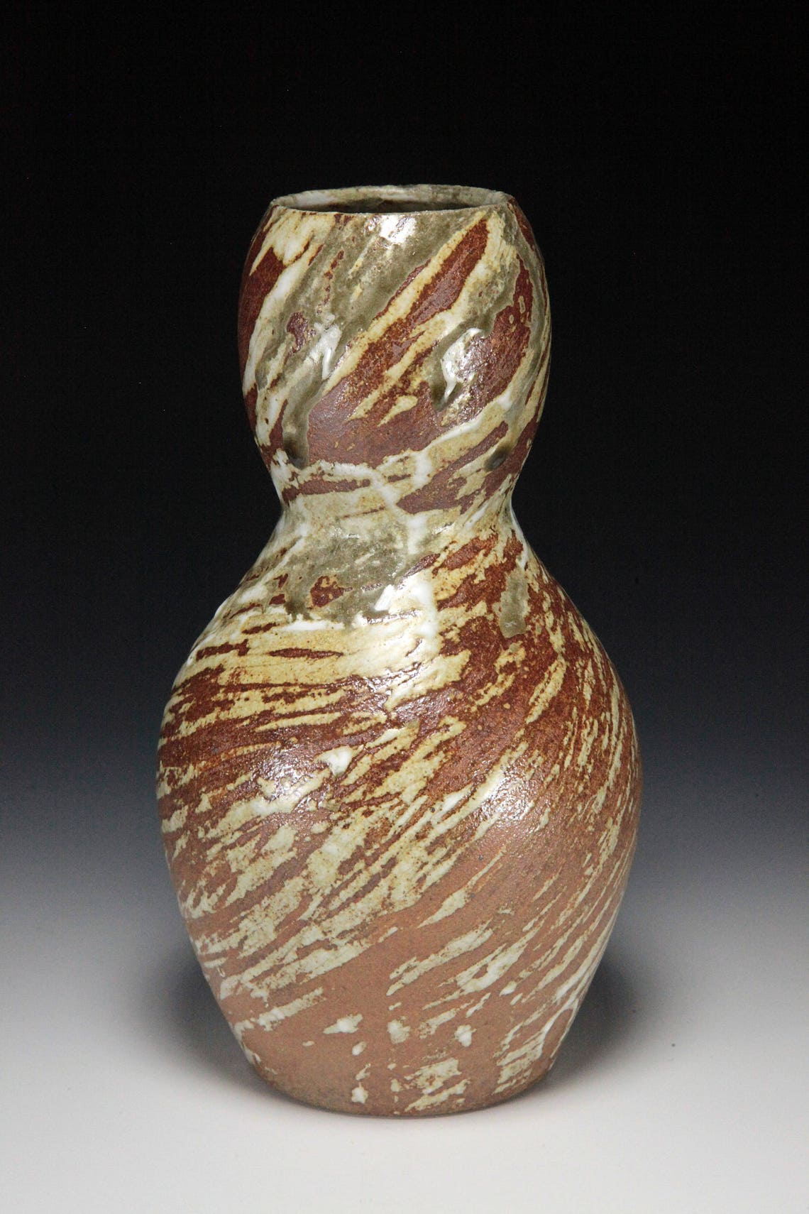 White Mishima Vase on Chocolate Stoneware Wabi Sabi - Etsy