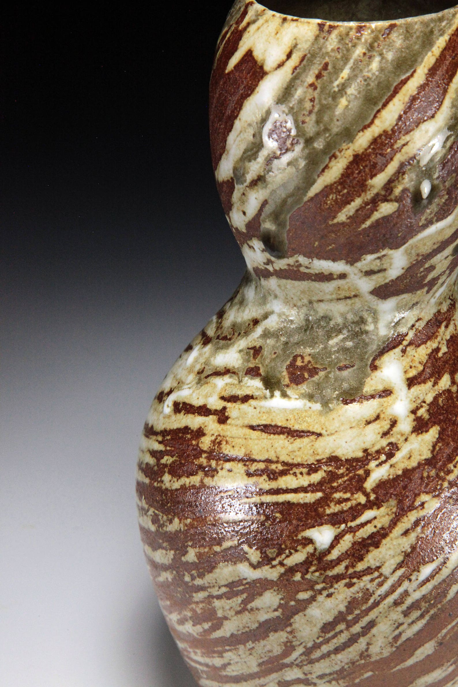 White Mishima Vase on Chocolate Stoneware Wabi Sabi - Etsy