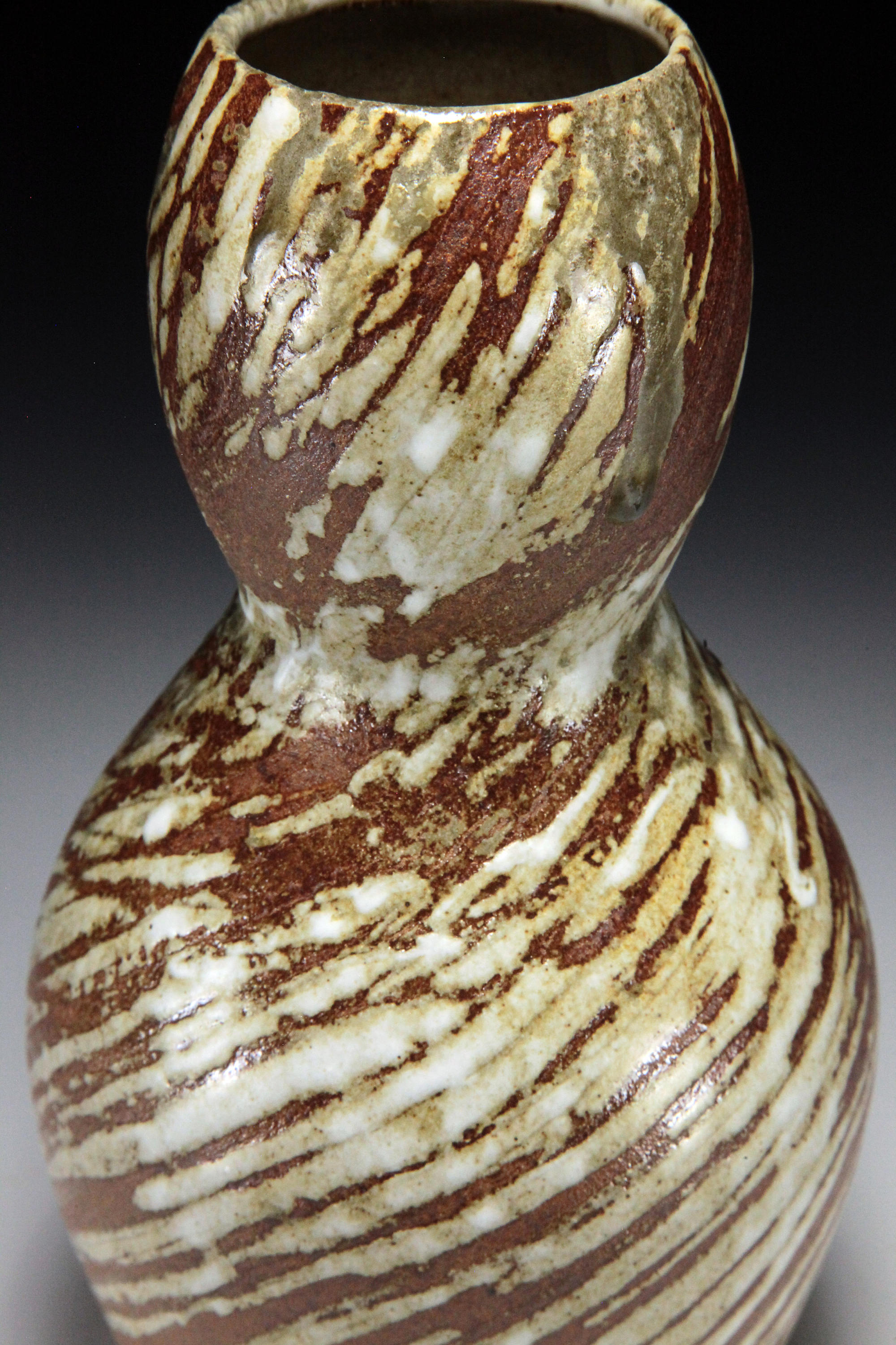 White Mishima Vase on Chocolate Stoneware Wabi Sabi | Etsy