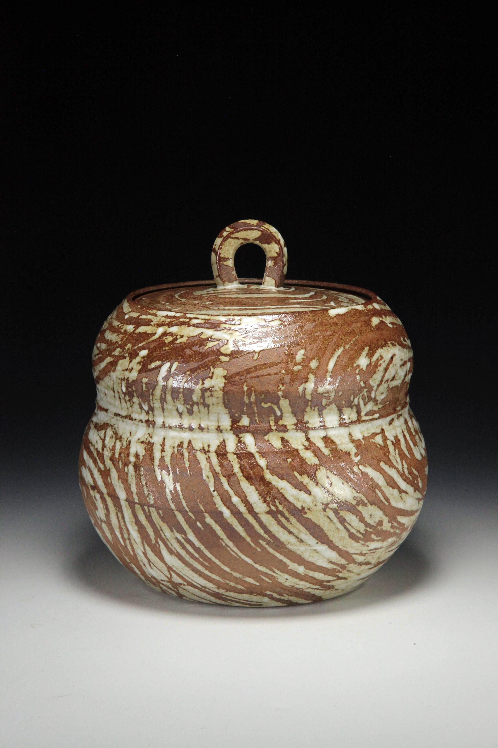 Mizusashi "water Jar" Mishima White Glaze on Chocolate Stoneware Wabi ...