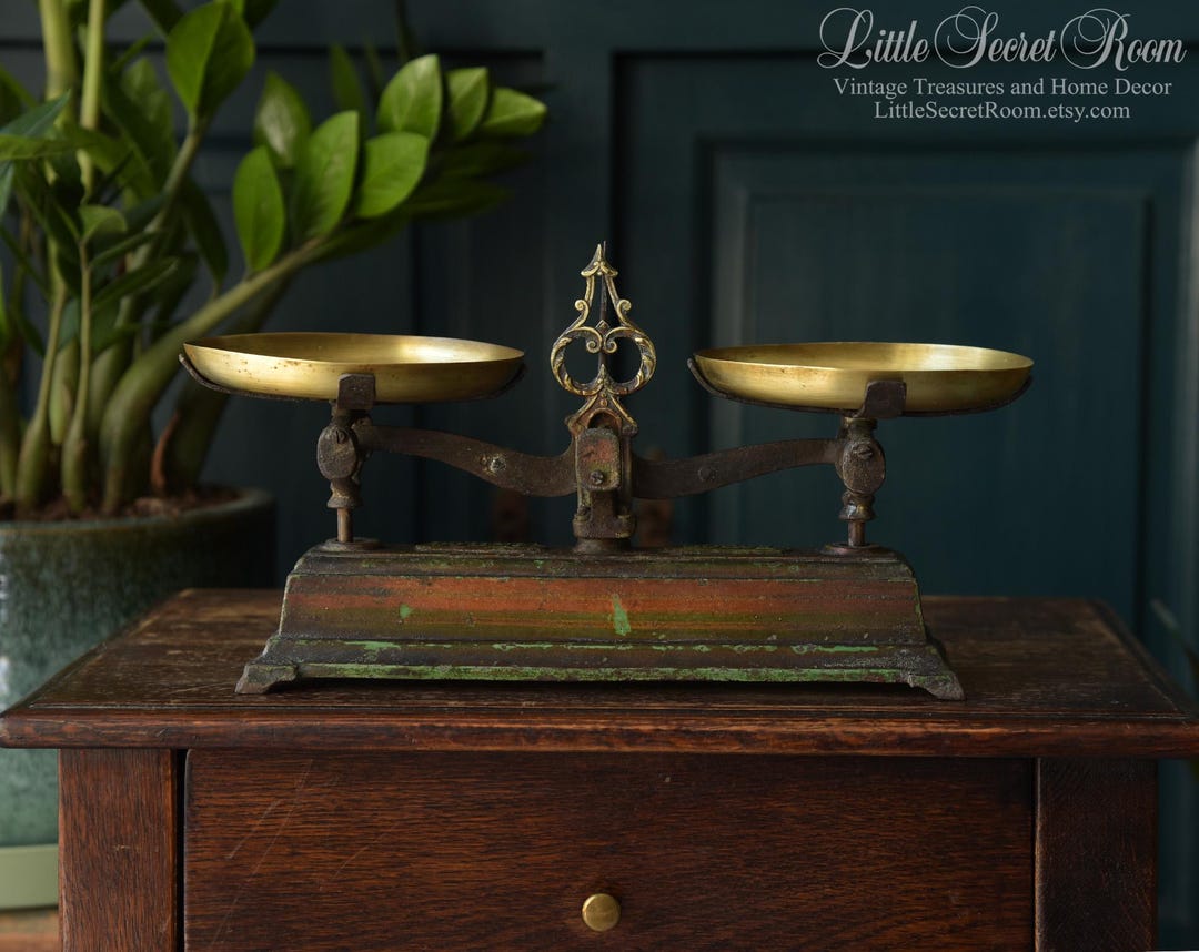 Vintage French Scales- Cast Iron and Brass Plates 1 Kg- Weighing Scale ...