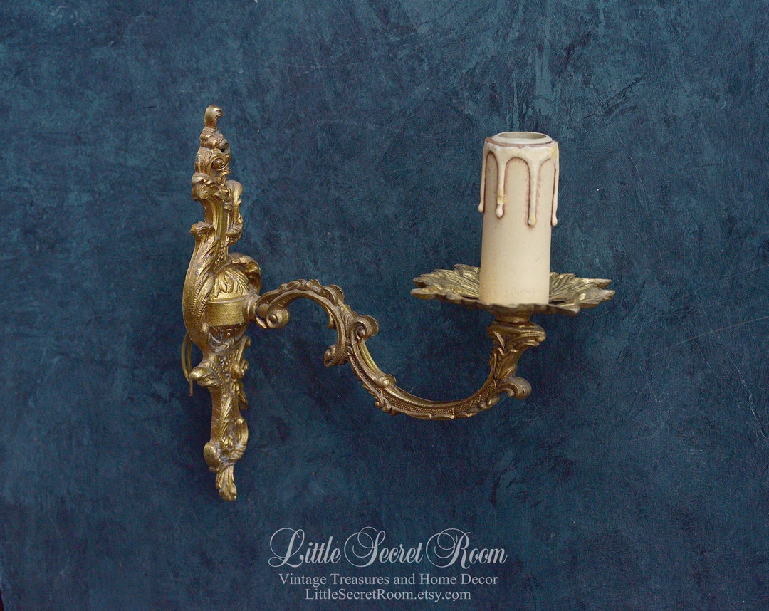 RESERVED Vintage Metal Wall Lamps, Brass Wall Lights Sconces, Golden ...