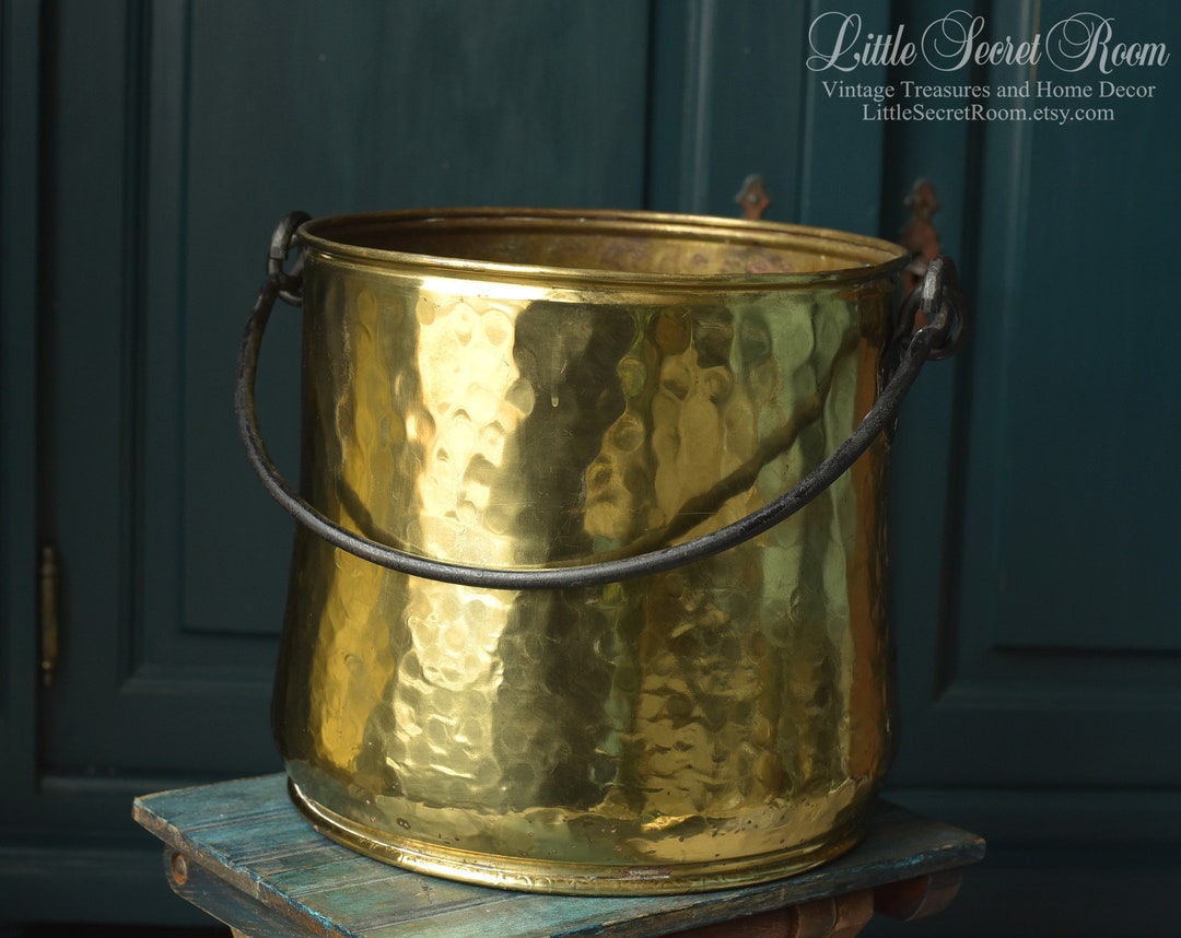 Vintage Brass Coal Scuttle Bucket, Belgian Cauldron by Mecap, Metal Can ...