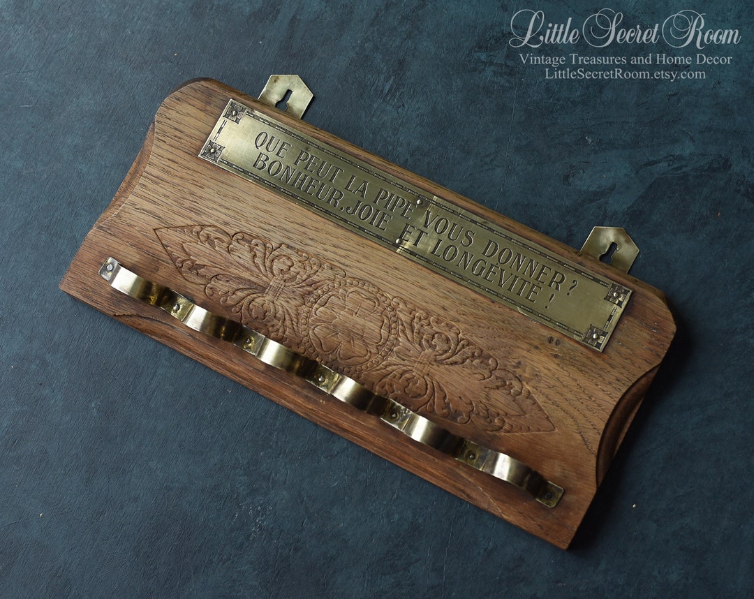 Vintage Pipe Holder, French Wood Wall Hanging Shelf for Pipe, Pipe ...