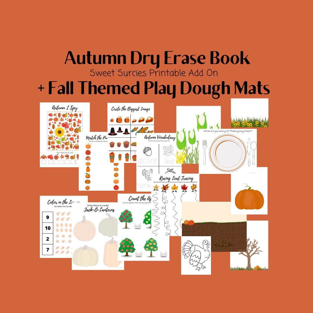 Fall Homeschool Printables With Play Dough Mats, Montessori Dry Erase ...