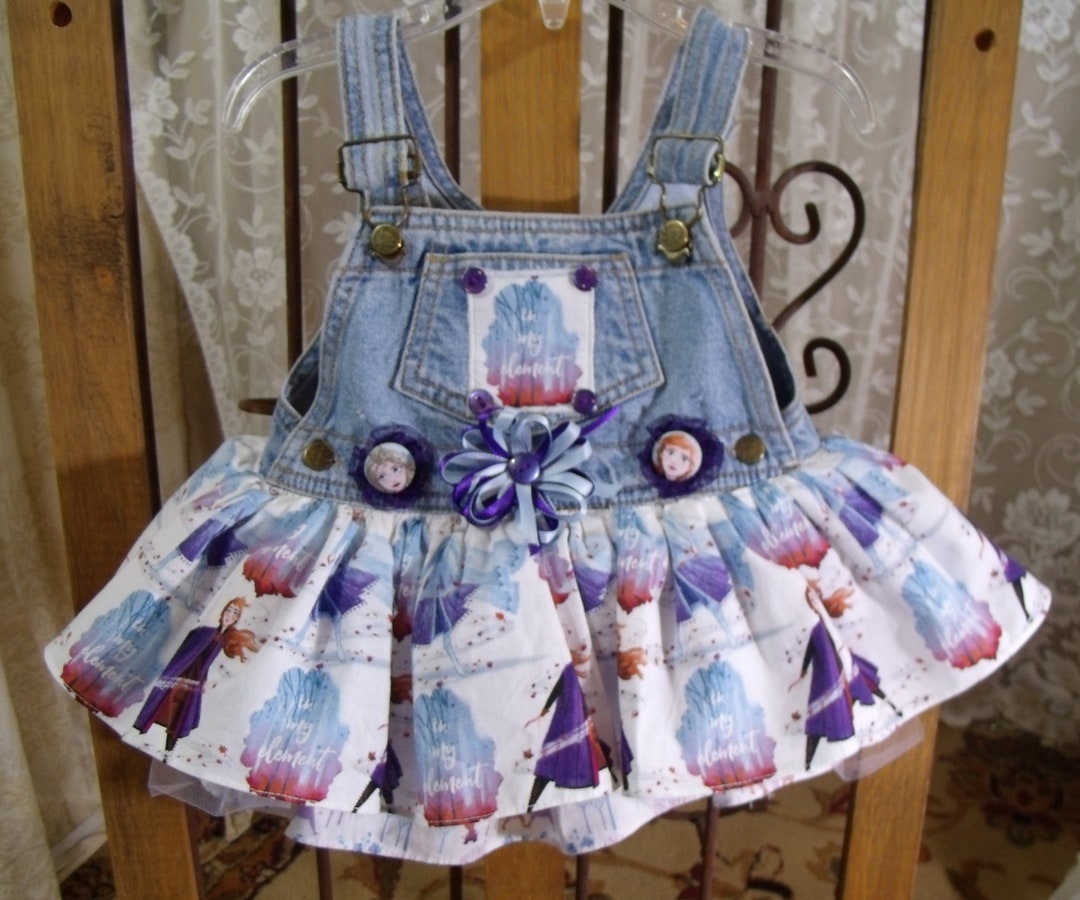 Frozen II Upcycled Overalls, Dress/jumper/tutu, Size 12 Months, Elsa ...