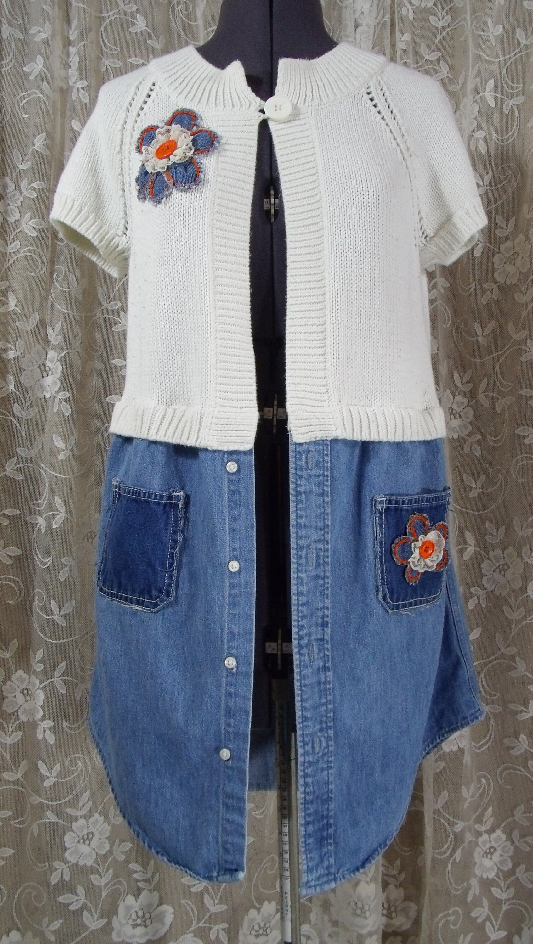 Upcycled Shrug With Denim Shirt Duster Size Medium - Etsy