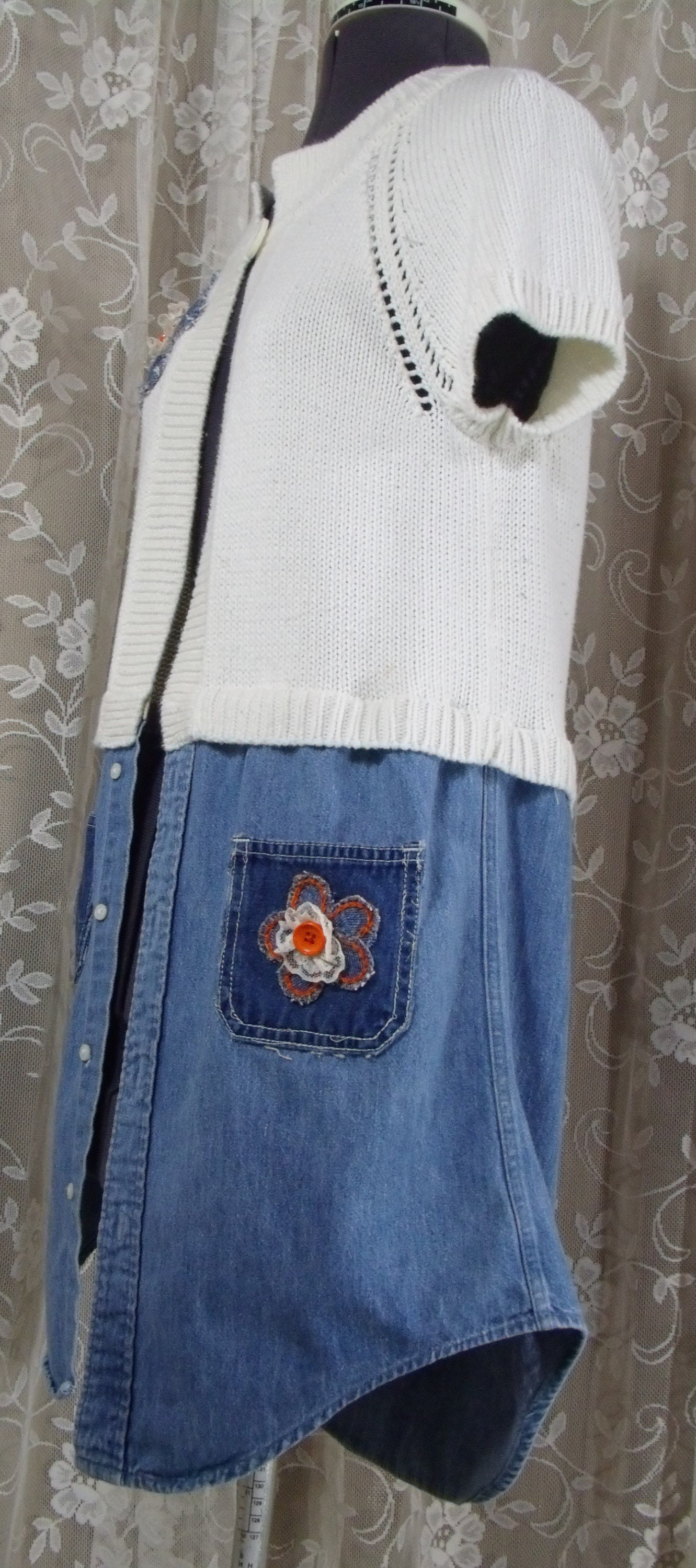 Upcycled Shrug With Denim Shirt Duster Size Medium - Etsy