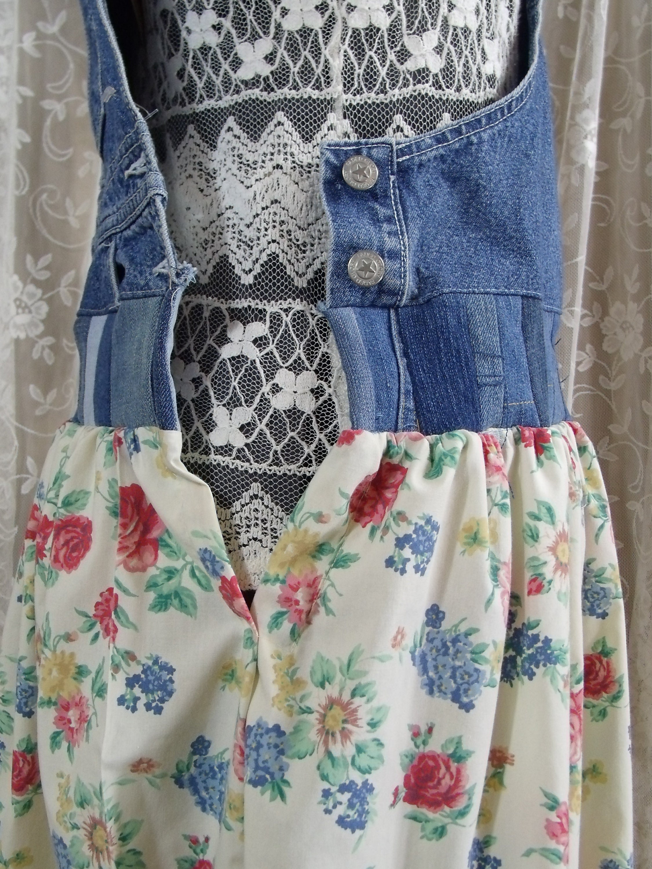 Upcycled Overalls From Recycled Denim and Vintage Bedsheets - Etsy