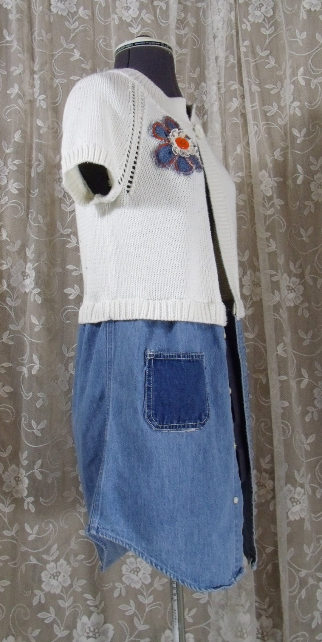 Upcycled Shrug With Denim Shirt, Duster, Size Medium - Etsy